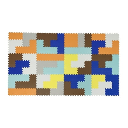 Tadpoles 40 Pc Soft EVA Foam Tetris-Style Playmat Set, Blue and Brown ...