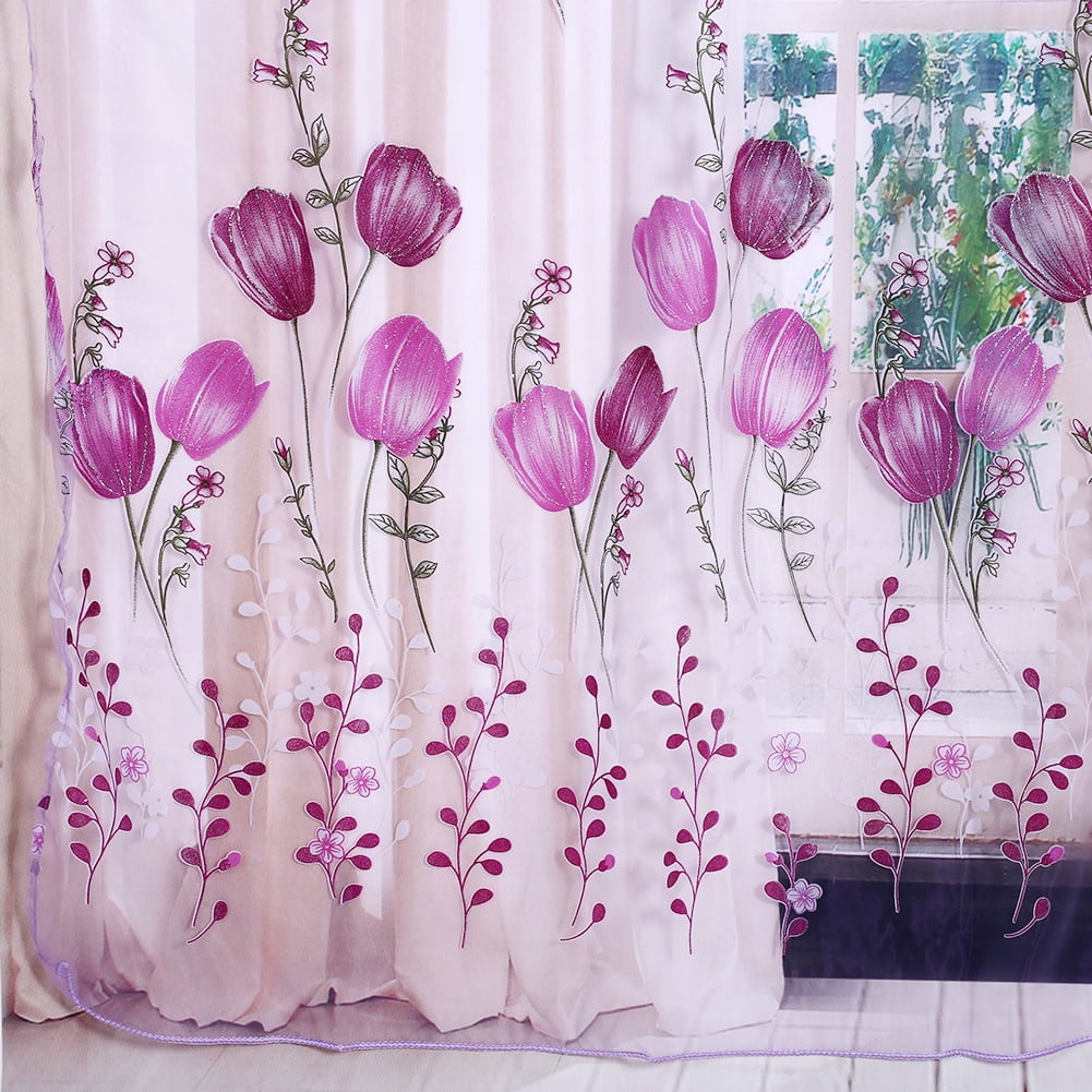 LHCER Tulip Tulle Curtain,Tulle Curtain,100*200cm Colorful Tulips ...