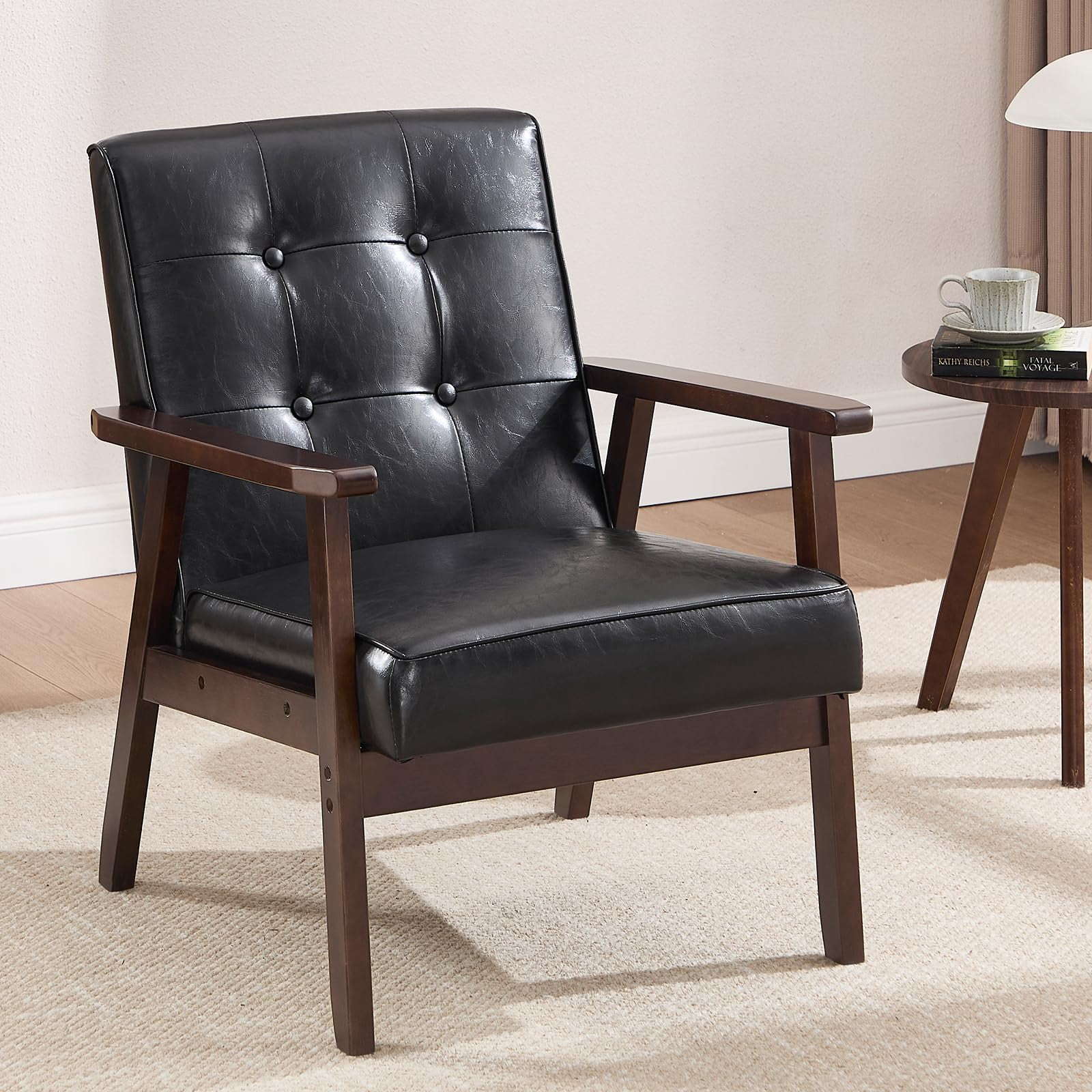 Click here for Bonzy Home Leather Accent Chair  Mid Century Moder... prices