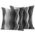 Abstract Outdoor Throw Pillow Covers Set of 2, Black Gray Gradient ...