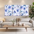 Blue Purple Canvas Wall Art 3 Panels, Pansy Flowers Abstract Watercolor ...