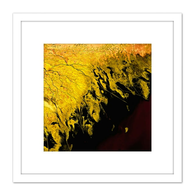 Abstract Gold Leaf Torn 8X8 Inch Square Wooden Framed Wall Art Print ...