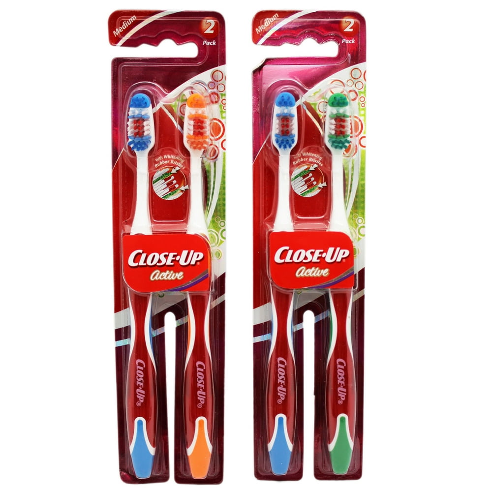 Close-Up Active Medium Bristle Toothbrush Pack (2 Toothbrushes, Random ...