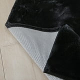 Mainstays Soft Faux Rabbit Fur Area Rug 30x46 inches Black Plush Cozy ...