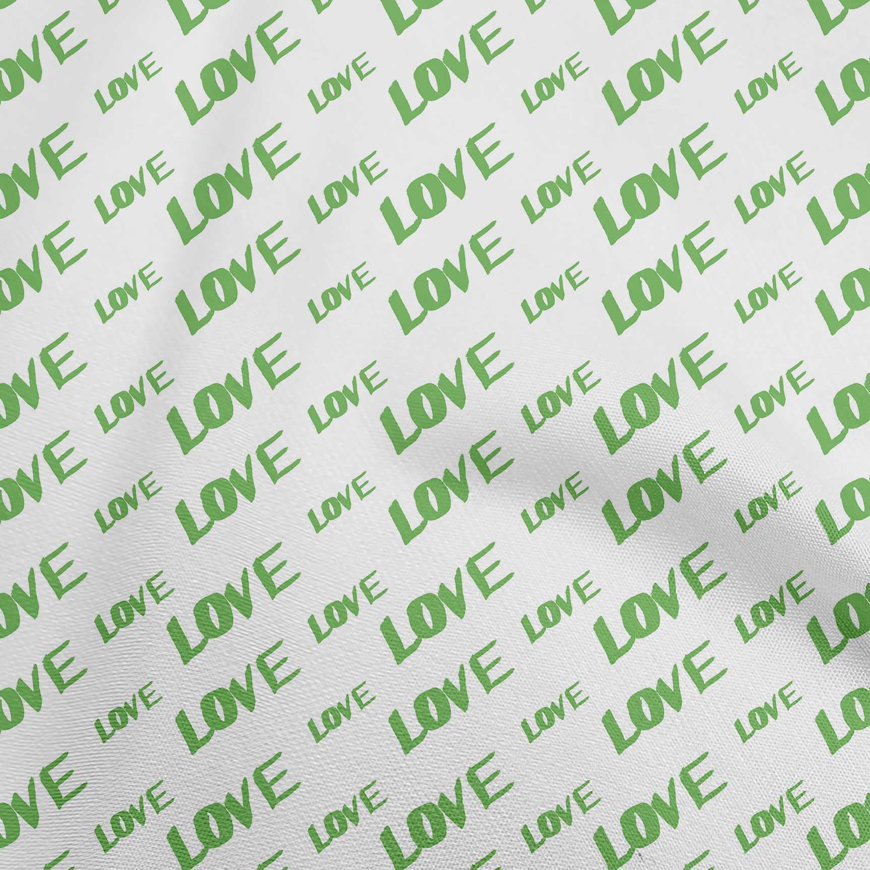 oneOone Silk Tabby Green Fabric Writing Love Quilting Supplies Print ...