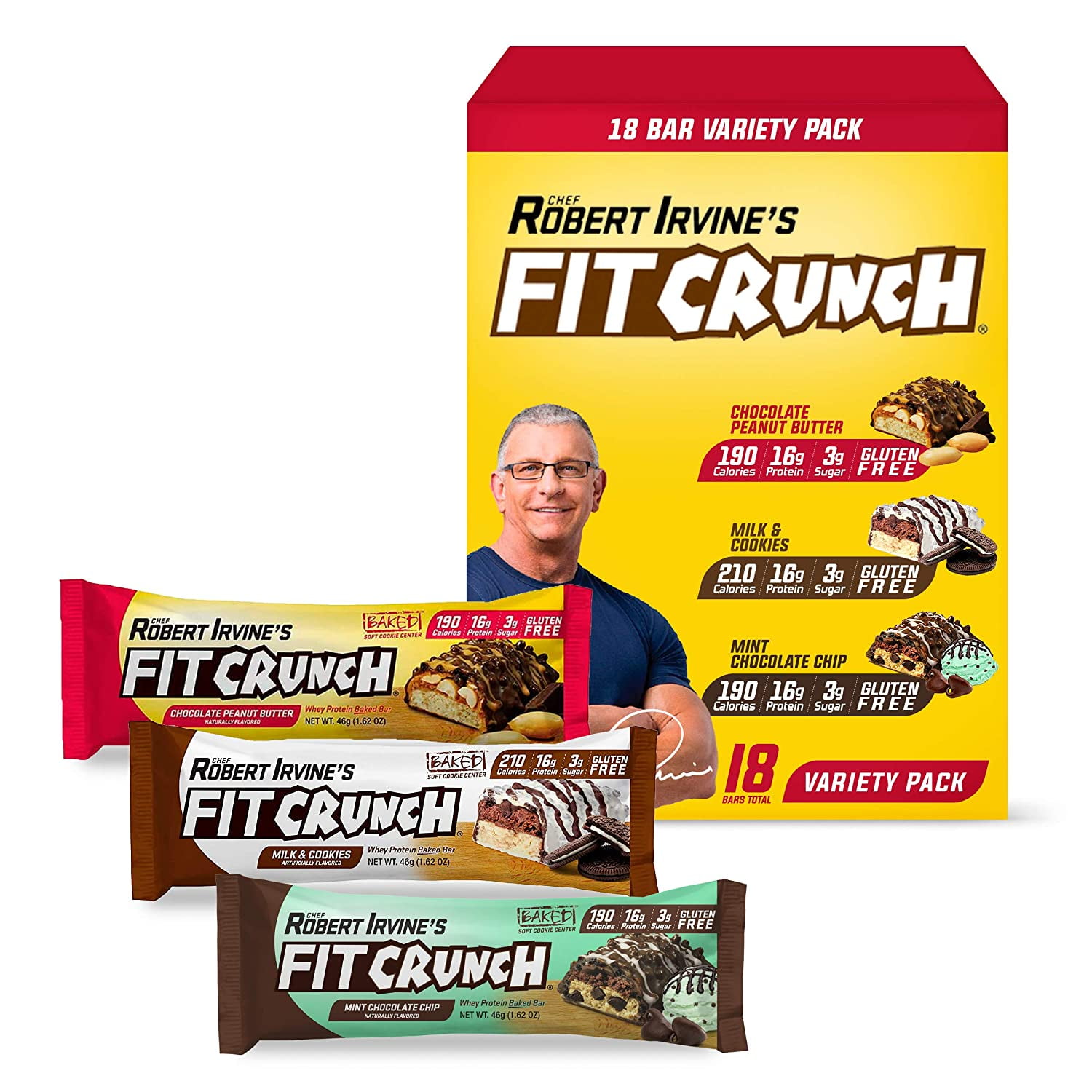Fit Crunch Protein Bars, Snack Size Variety Pack, Gluten Free 18 Pack ...
