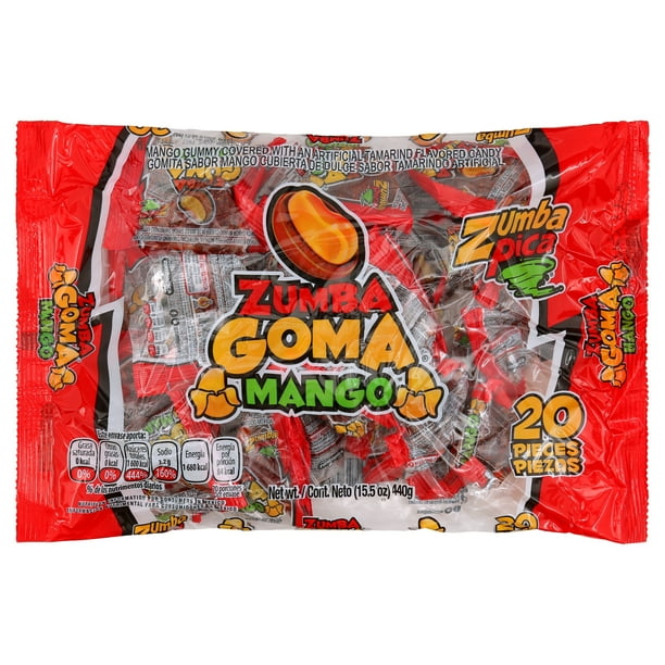 Zumba Pica Goma Mix Gummy Candy, Mexican Tamarind and Mango Candy, 20 ...