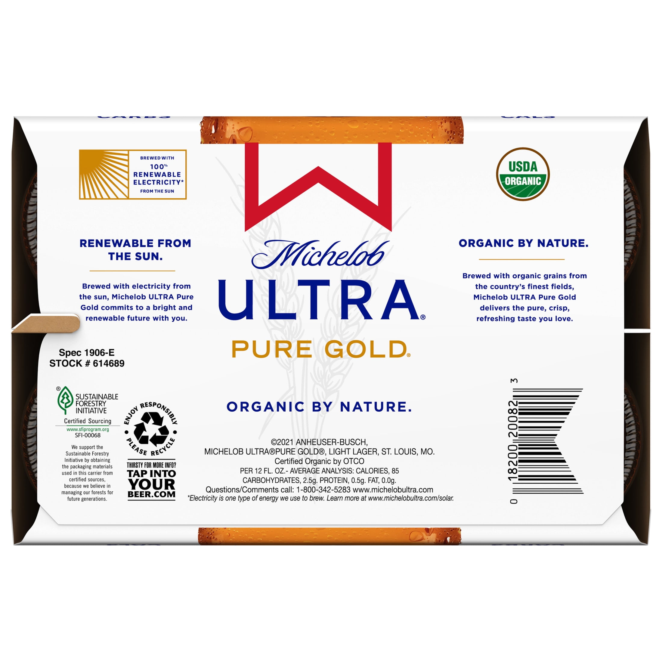 Buy Michelob Ultra Pure Gold Organic Light Lager Beer, 6 Pack, 12 fl oz ...