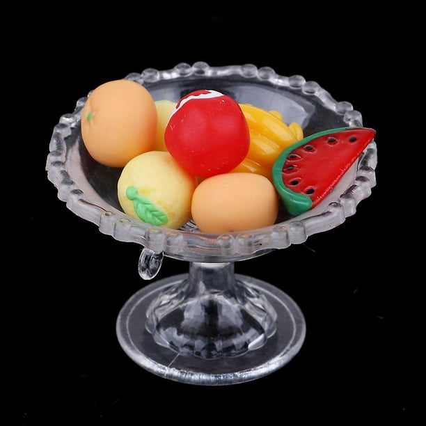 9pcs Kitchen Food Set Plastic Fruit And Plate Model Dollhouse Miniature ...
