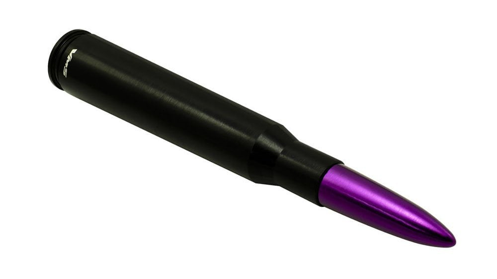 50 Cal Caliber BLACK PURPLE TIP BULLET ANTENNA Heavy Gauge CNC Machined ...