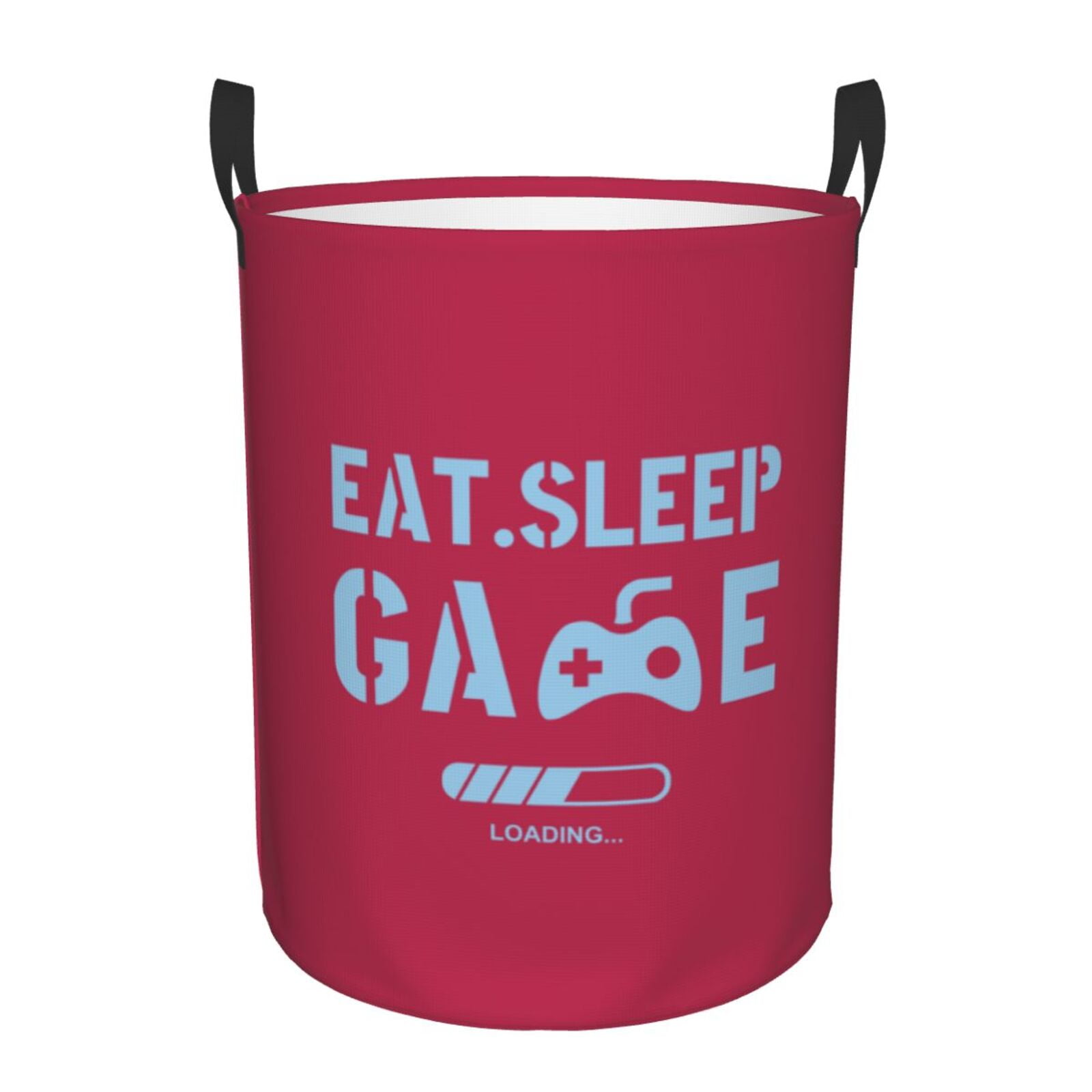 XMXT Collapsible Laundry Basket, Eat Sleep Game Design Print Red ...