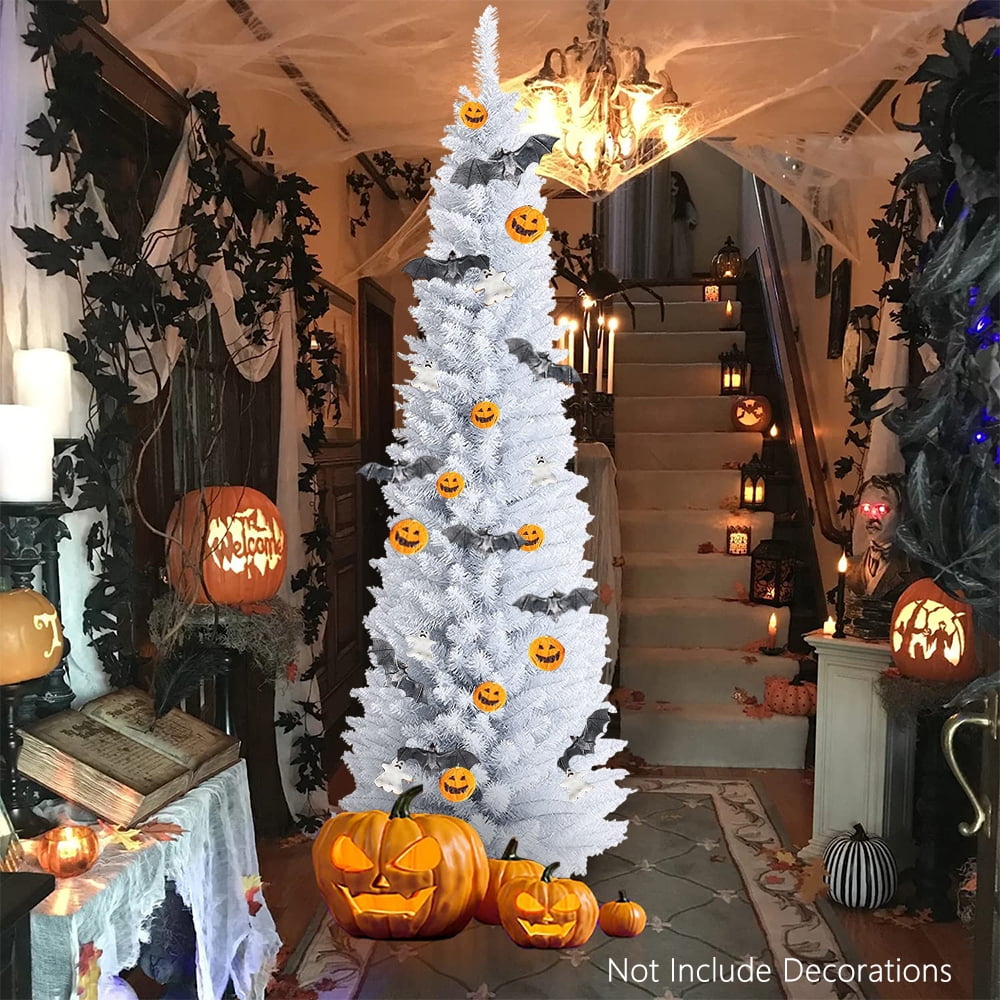 7.5 Feet Halloween Christmas Tree with 1000 Tips, Artificial White ...