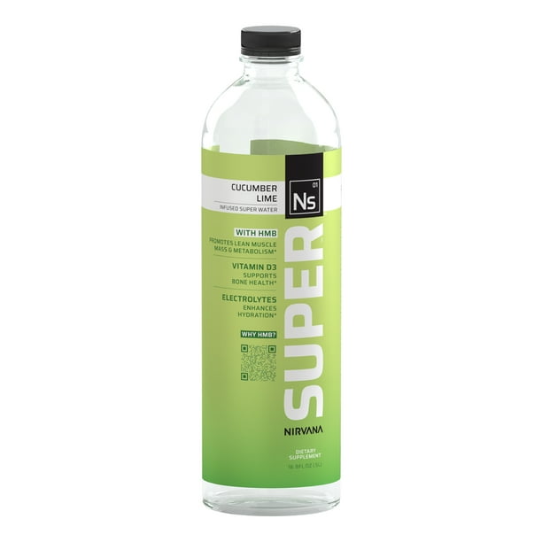 Nirvana Super™ Water - Cucumber Lime - HMB Infused Beverage, Natural Spring Water, Pure ...
