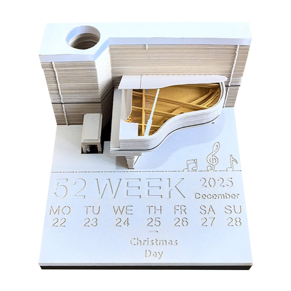 Calendario Arte 3D Memo Pad Desk Creative Calendar Piano Calendars 2025 ...