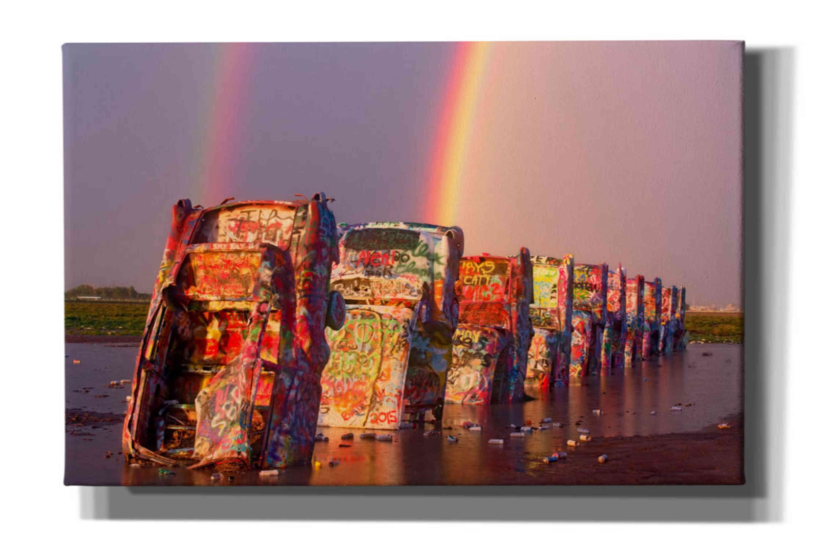 Epic Graffiti 'Cadillac Ranch Rainbow' by Mike Jones, Giclee Canvas ...