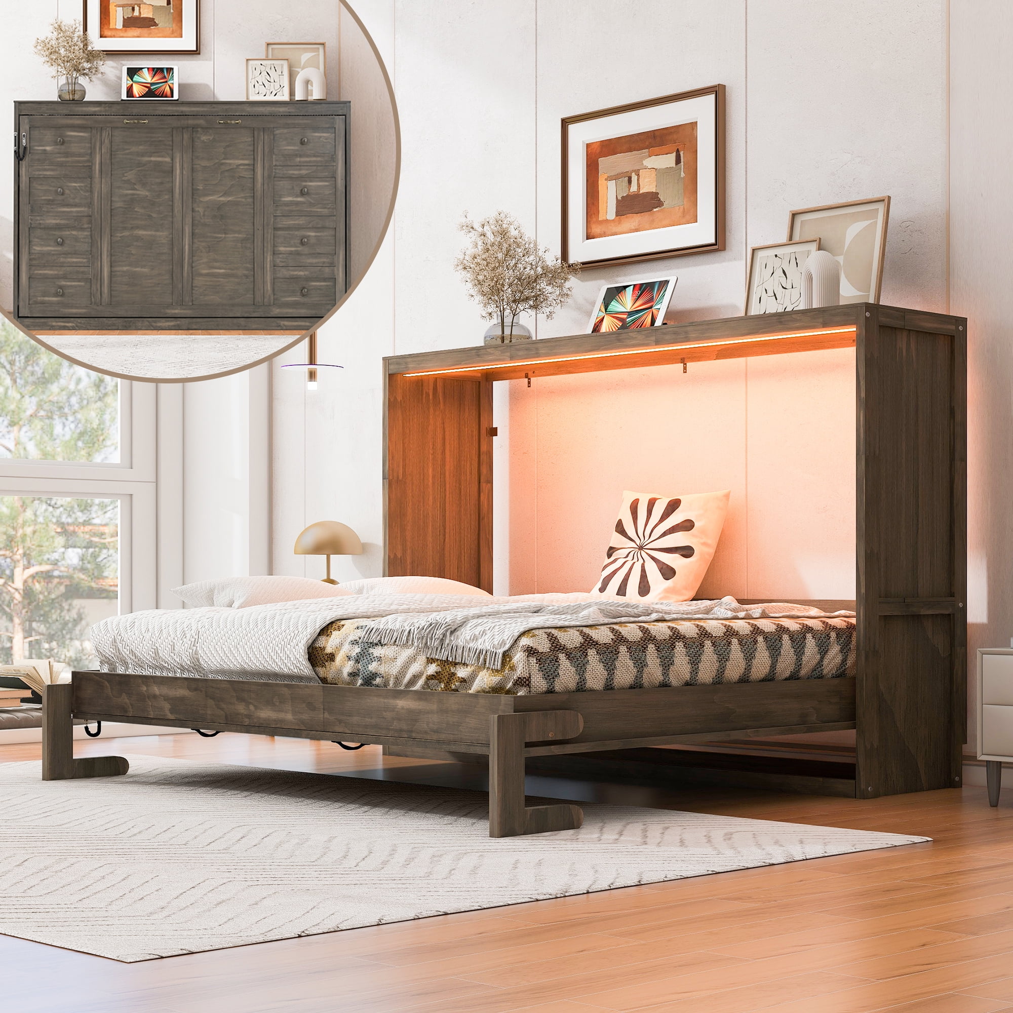 Click here for Noble House Queen Size Murphy Bed With Led Light b... prices