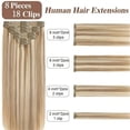 8Pcs Clip In Hair Extensions 100% Real Human Hair P8/613 Color Brown ...