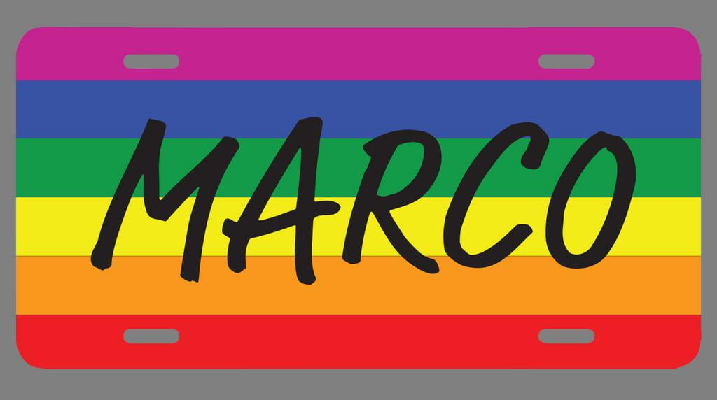 Marco Name Pride Flag Style License Plate Tag Vanity Novelty Metal | UV ...