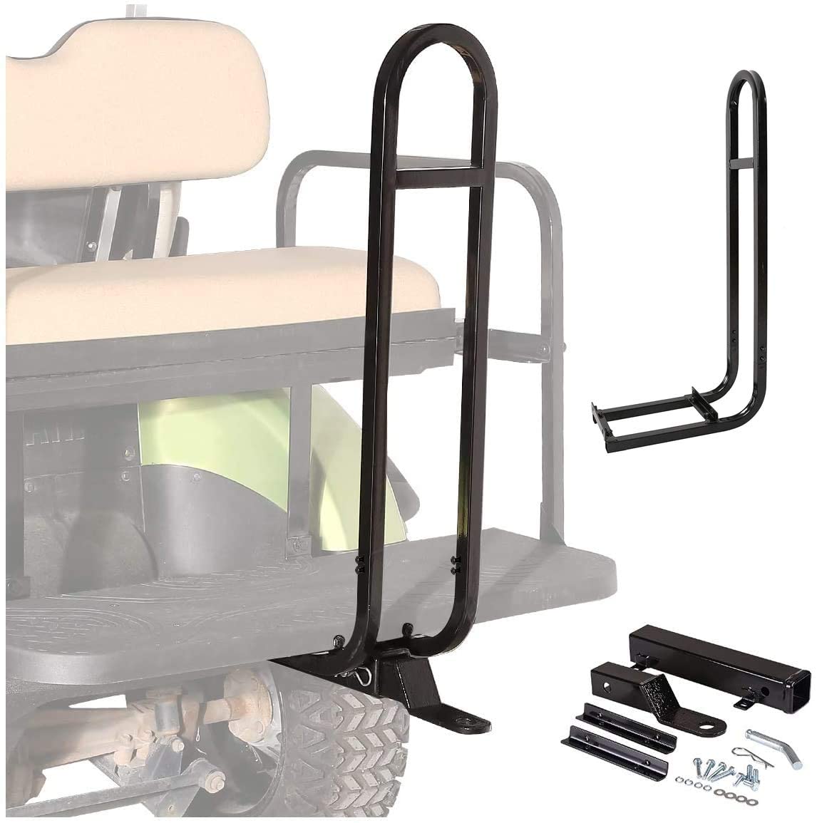 Golf Cart Rear Seat Safety Grab Bar+Back Footrest Trailer Hitch For ...