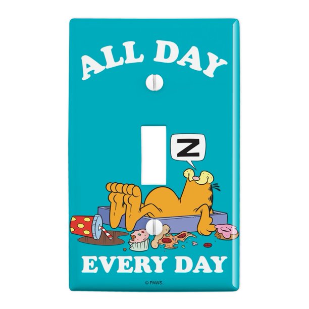 Garfield All Day Every Day Plastic Wall Decor Toggle Light Switch Plate ...