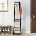 VECELO 2-tier Rustic Shelf Coat Rack, Modern Storage with Metal Basket ...