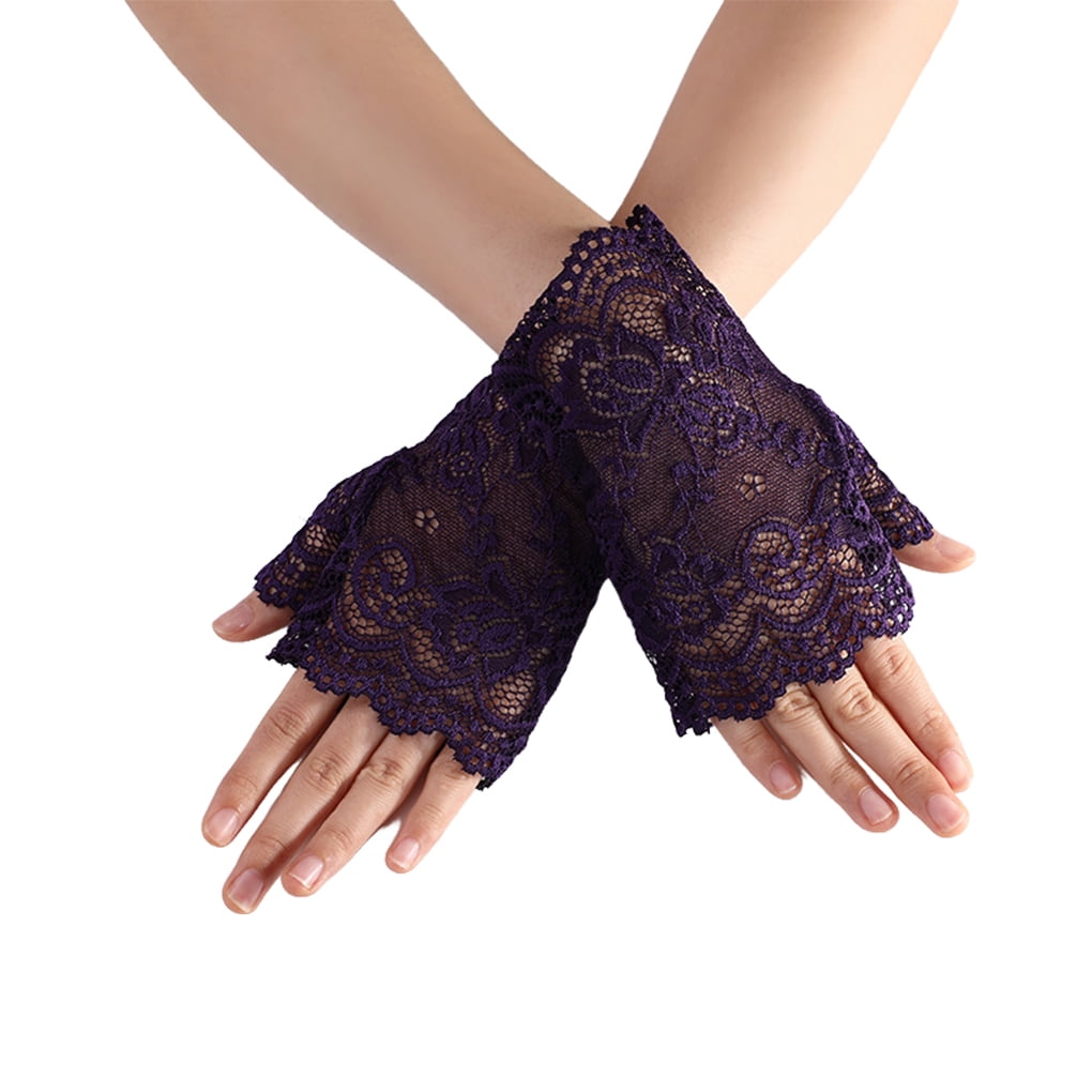 Purple lace gloves store