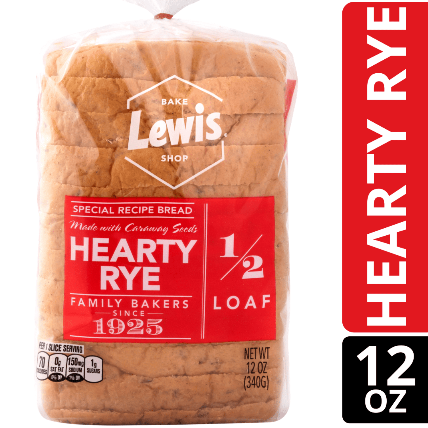 Lewis Bake Shop Half Loaf Hearty Rye Bread, 1/2 Loaf, 12 oz. - Walmart ...