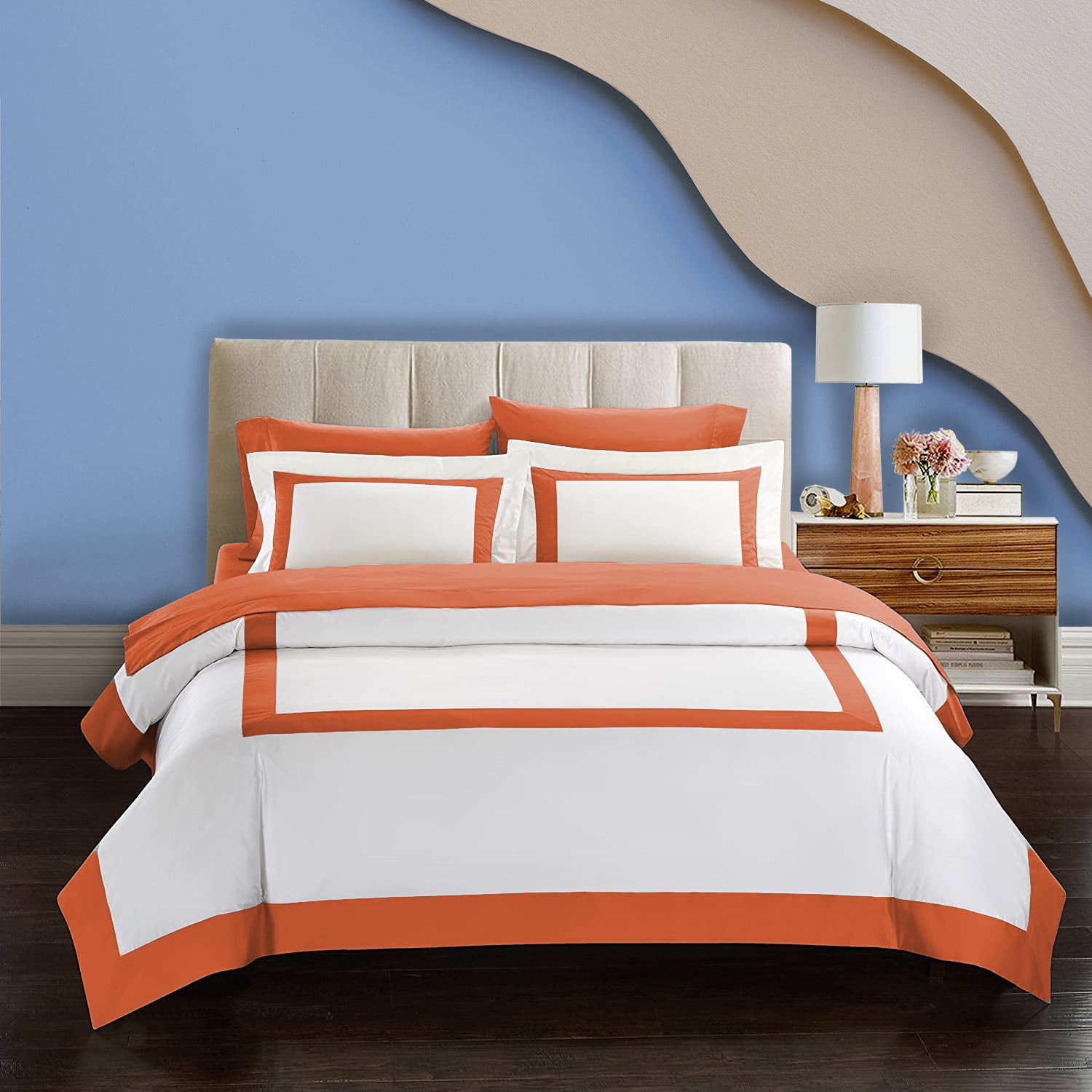 BedDecor 3 Piece Luxury Multi Box (Orange, Oversize King) 800 TC 100% ...