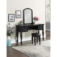 Poundex Furniture Wood Vanity Set with Stool and Mirror in Black ...