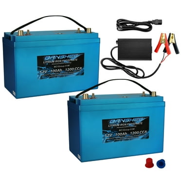 Banshee 24V Lithium Deep Cycle Marine Battery Group 27 - 2 Pack ...