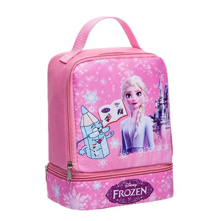 Portable Kds Girls Frozen Elsa Lunch Bag Box Double Layer Picnics Tote ...