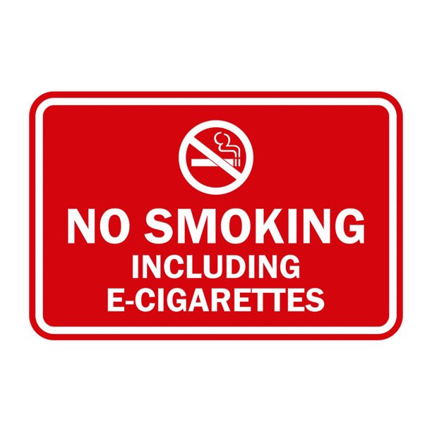 Classic Framed No Smoking Including E-Cigarettes Sign (Red) - Small ...