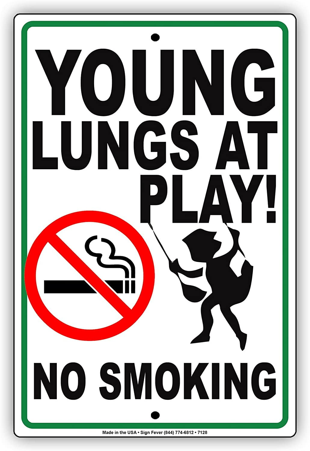 Young Lungs At Play No Smoking Notice Memo Aluminium Metal 12"x18" Sign ...