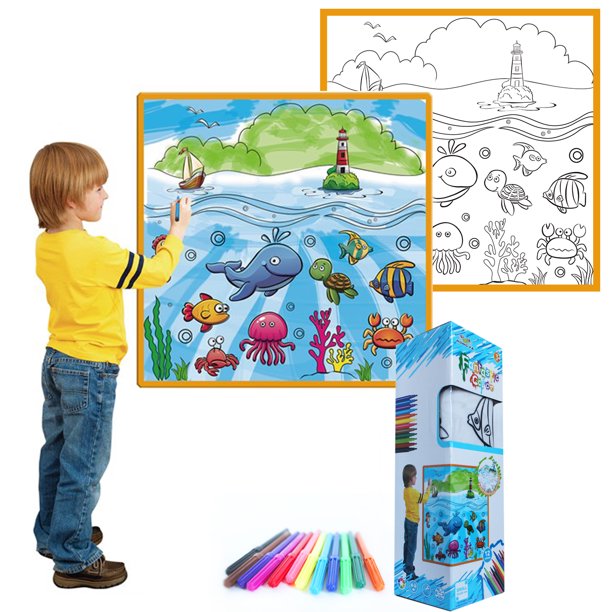 Fantastic Color Washable Coloring Mat - Sea Life - Walmart.com