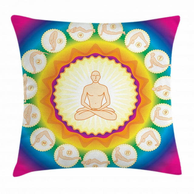 Yoga Throw Pillow Cushion Cover, Yogi in The Lotus Posture and ...