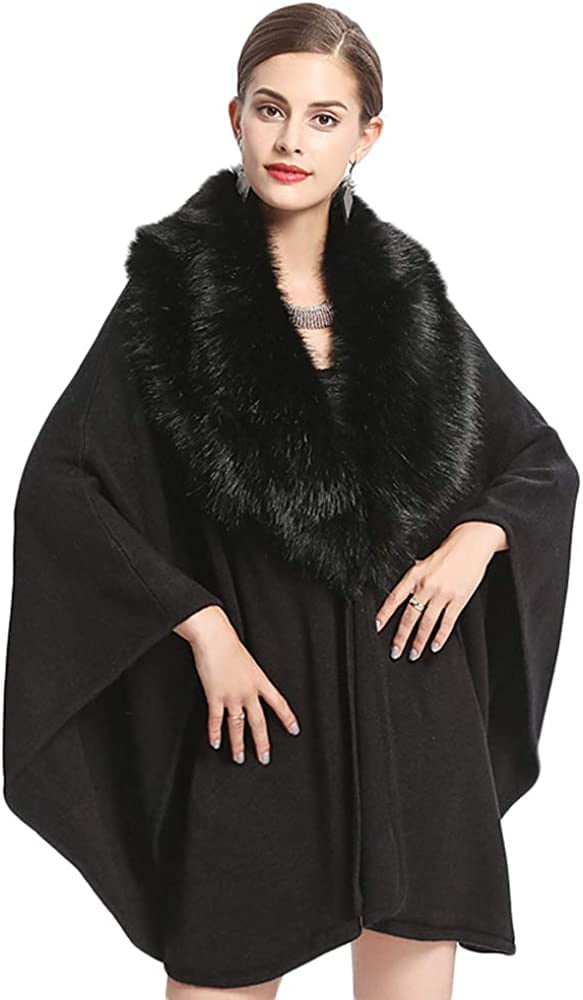 Bridal Capes Shawls Winter Fall Warm Faux Fur Open Wraps Knitted Plus ...