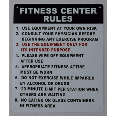 Fitness Center Rules 9" x 6" Metal Sign - Walmart.com