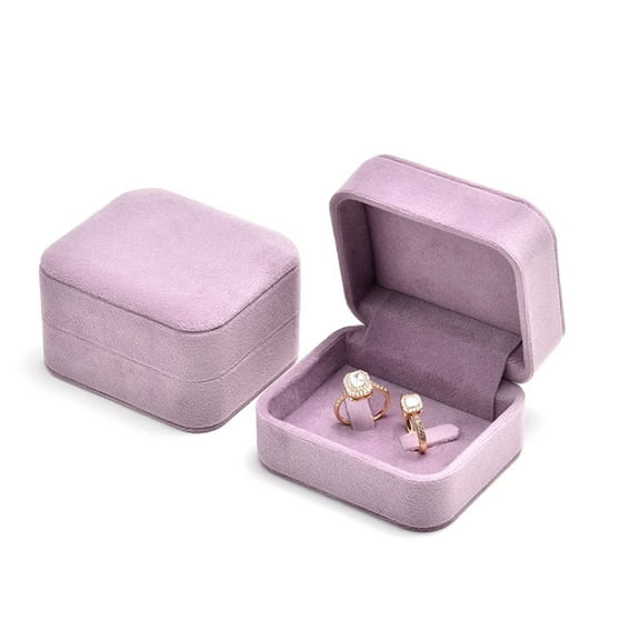 MUUJEE Walnut Wood Double Wedding Ring Box, Engraved Slim Design, Ideal ...