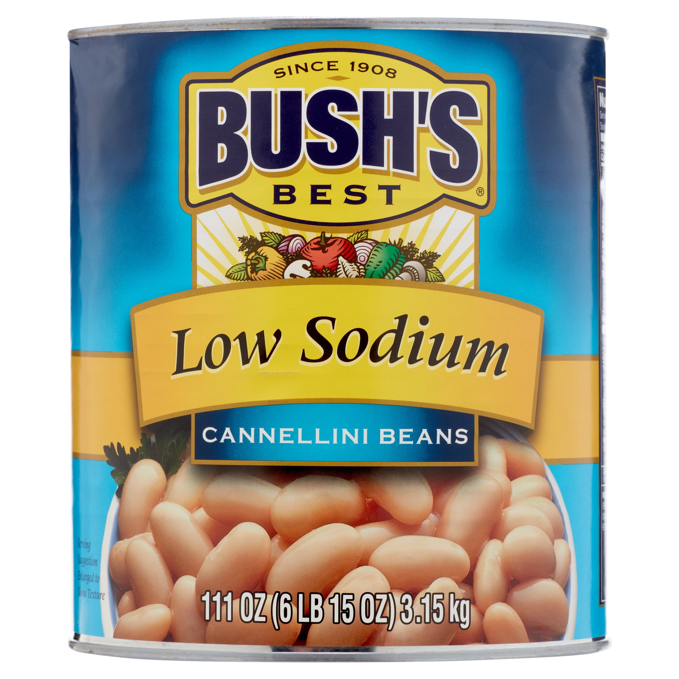 Bush’s Low Sodium Cannellini Beans, 111 oz, Can