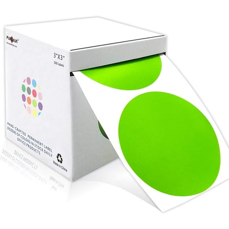 KSCD 3 Inch Round Color-Code Dot Stickers, 500 per Dispenser Box Roll ...