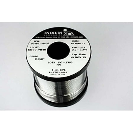 Indium 52487-0454 60/40 RA Wire Solder, 2.7-3.2% Core .050in. 1lb ...