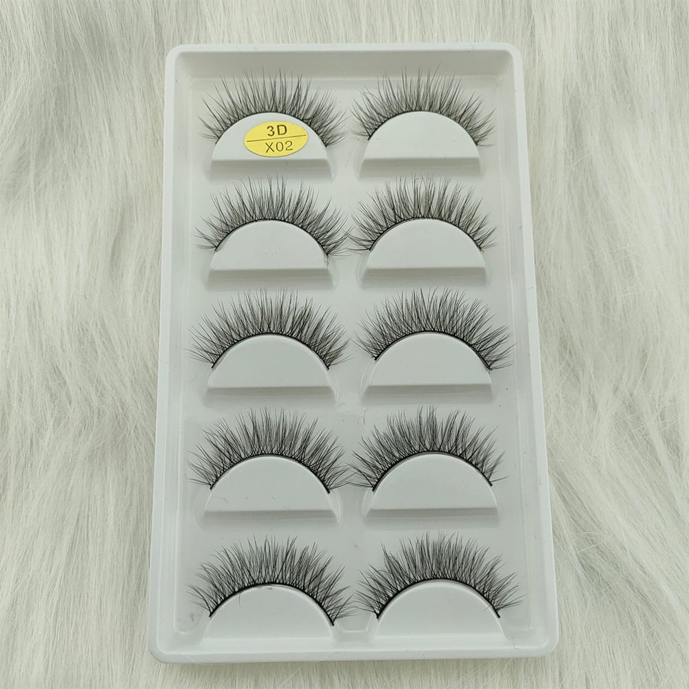 5 Pairs Natural 8D Eyelashes Wispy Fluffy Long Manga Eyes for Dating ...