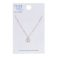 Time and Tru Women's Gold Tone Oval Halo Crystal Pendant Necklace ...