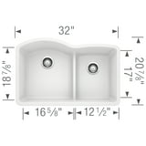 Blanco DIAMOND 1-3/4 with Low Divide SILGRANIT Sink White - Walmart.com