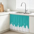 Abstract Teal Cabinet Curtains 28"W x 35L, Modern Minimalist Graffiti ...