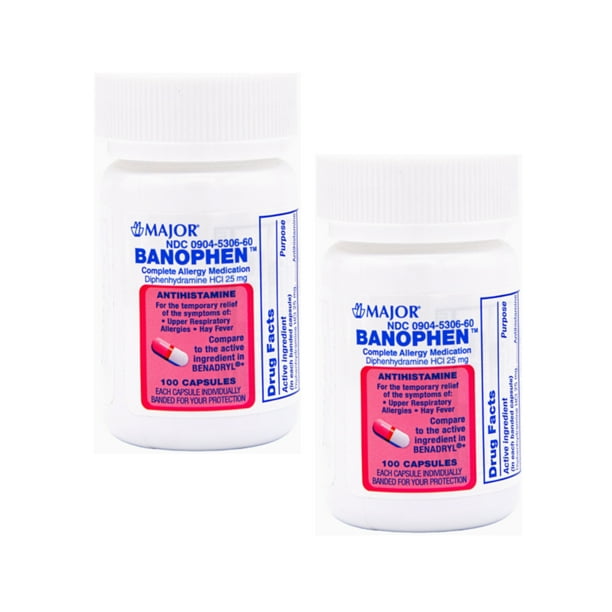 Banophen Allergy Relief Diphenhydramine 25 mg Strength Capsule 100 per ...