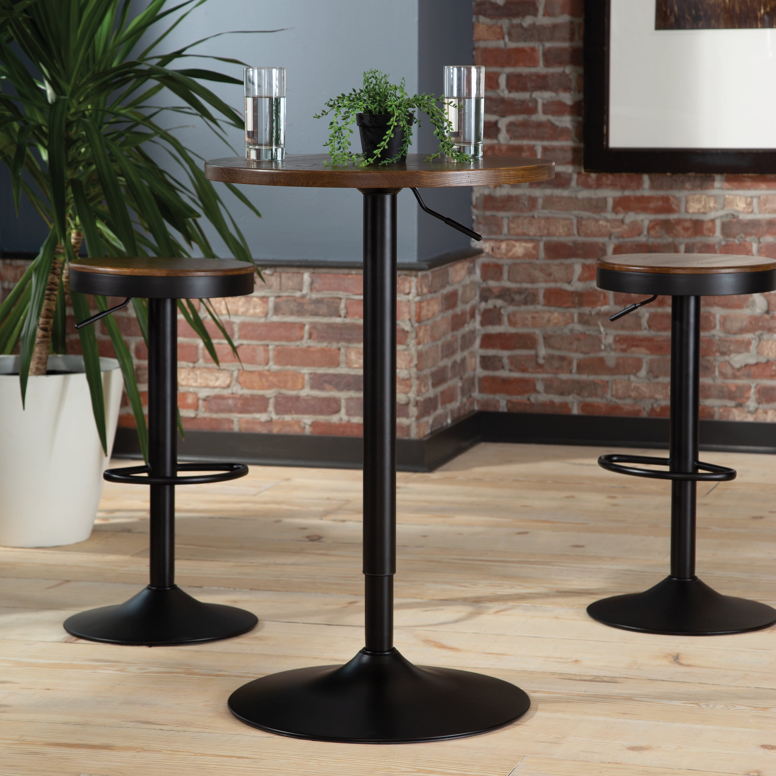 OFM Industrial Modern 33" to 42" Height Adjustable Pub Table, Black ...