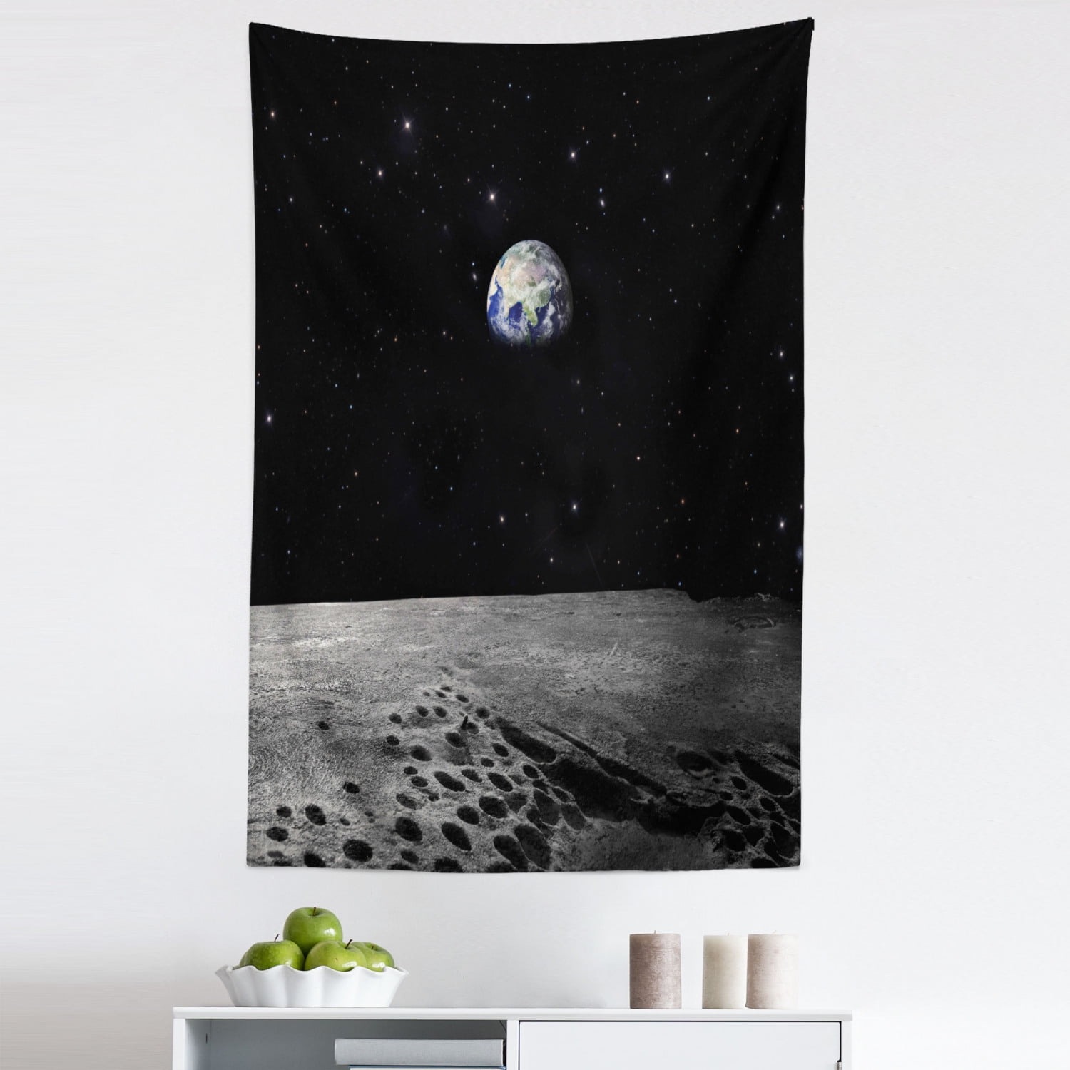 Earth Tapestry, Planet Earth As Seen from the Moon Outer Space Milky ...