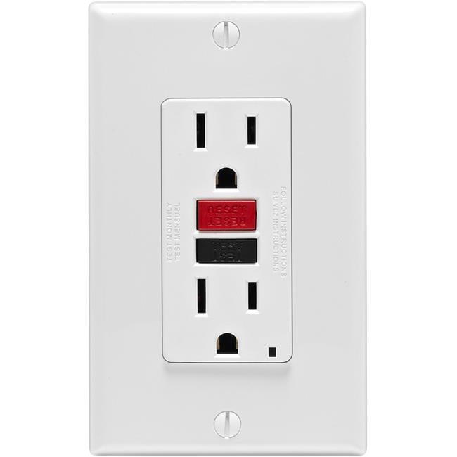 Leviton Mfg C12-GFNT1-RNW Self-Test 15A GFCI Outlet With Wall Plate, White