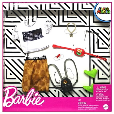 Super Mario White Shirt Brown Skirt Barbie Clothing Set | Walmart Canada